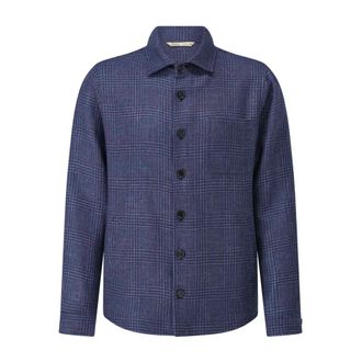 Maurizio Baldassari Woll Leinen Overshirt Casual Hemd - - Jackets - Herren - Blau - 2XL
