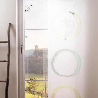 Sch&ouml;ner Leben Schiebegardinen Meterware Ausbrenner Swirl Kreise wei&szlig; gr&uuml;n 60cm Br