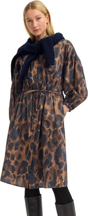 Bugatti Damen Blusenkleid W1407-82379 verdeckte Knopfleiste, Bindegurt, Hemdkragen, Leo-Muster, Baumwolle