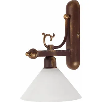 Licht-Erlebnisse Rustikale Wandleuchte Agathe Braun-Gold Milchglas