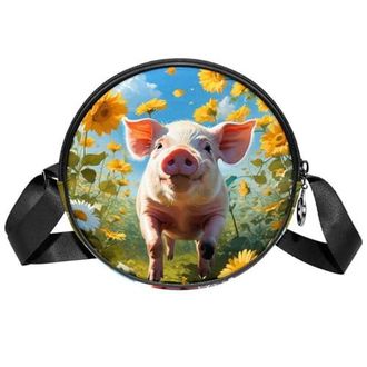 Generic Sac &agrave; bandouli&egrave;re rond pour femme, petit sac &agrave; bandouli&egrave;re avec fermeture &eacute;clair, bretelles r&eacute;glables, style d&eacute;contract&eacute;, pour femmes et filles