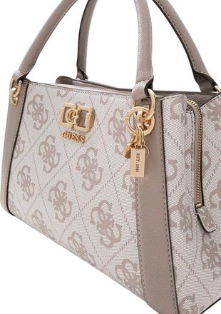 Guess Logo Polyurethane Top Handle Bag - Gray
