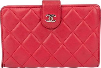 Chanel Portemonnaie - Chanel Quilted Lambskin CC Clip Wallet - Gr. unisize - in Rot - für Damen