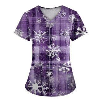 Generic Haut de Noël à col en V pour adulte - Uniforme de sport pour femme - Uniformes de beauté et de sport pour femme, 07 - Violet, 4XL