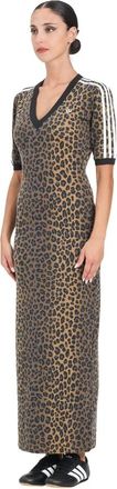 adidas Femme, Robes, Brun, Taille: 34 FR Robe longue l&eacute;opard col en V