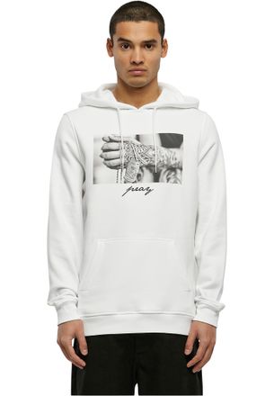 Mister Tee Herren Kapuzenpullover Pray 2.0 Hoody, Männer Hoodie mit Frontprint, Regular Fit, XXL, White