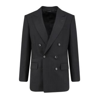 Tom Ford Homme, Vestes, Noir, Taille: M Blazer ray&eacute; crois&eacute;