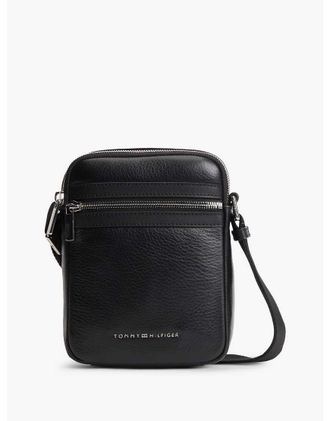 Tommy Hilfiger TH Business - Reportertasche zum Umh&auml;ngen aus Leder in Schwarz