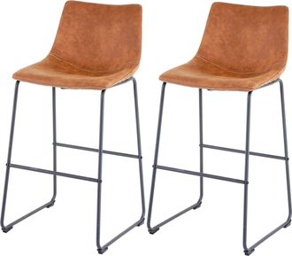 Mendler 2er-Set Barhocker HWC-D70, Barstuhl Tresenhocker, Stoff/Textil - Vintage Wildlederimitat