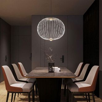 Globo Lighting Lampe suspendue Lampe à suspension Lampe de salle à manger Lampe de salon led chromée h 150 cm