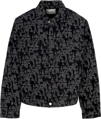 Arte Homme, Vestes, Noir, Taille: S Allover Logo Jacket