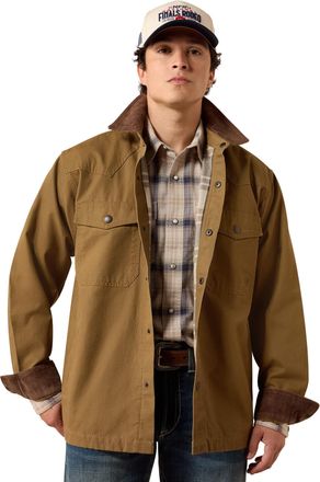 Ariat Mens Retro Canvas Shirt Jacket Long Sleeve in Kangaroo, Size 2X-Large, by Ariat