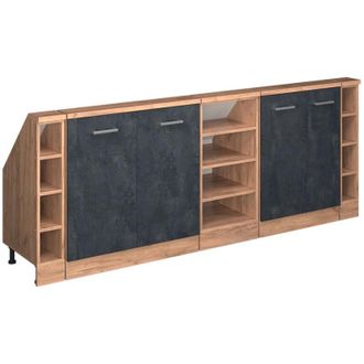 Vicco Ensembles de meuble de rangement sous pente Rion, B&eacute;ton noir/ch&ecirc;ne dor&eacute;, Lot de 5, Vicco