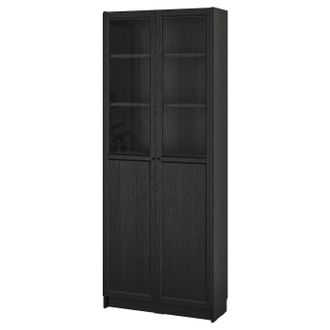 IKEA BILLY / OXBERG B&uuml;cherregal mit Paneel-/Vitrt&uuml;ren