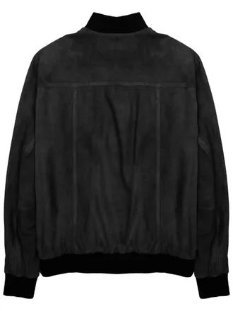 low brand Suede Leather Bomber Jacket - Black