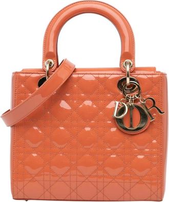 Dior Pre-owned Medium Patent Cannage - Femme - Pre-owned - Orange - Taille: ONE Size