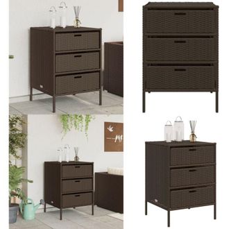 vidaXL Gartenschrank Braun 55x59x80 cm Poly Rattan - Outdoor-Schrank - Gartenschrank - Stauraum - Gartenorganisation - Rattan-M&ouml;bel - Home & Living