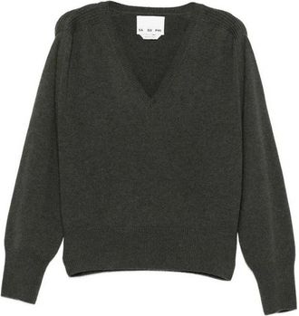 SA SU PHI Pull col en V - Femme - Pulls - Vert - Taille: 46 FR
