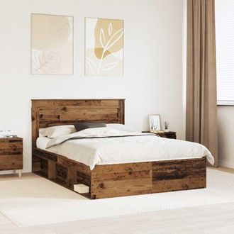vidaXL vidaXL Cadre de lit Bois ancien 140 x 190 cm Bois de pin massif