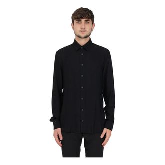 Patrizia Pepe Homme, Chemises, Noir, Taille: XL Chemise à Manches Longues en Twill de Viscose