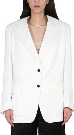 Tom Ford Femme, Vestes, Blanc, Taille: 38 FR Veste Boyfriend en Twill Fluide Doux
