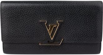 Louis Vuitton Portemonnaie - Louis Vuitton Noir Taurillon Capucines Wallet - Gr. unisize - in Schwarz - f&uuml;r Damen