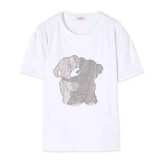 Oltre Jersey-T-Shirt mit Mikrokristallen - - Tops - Damen - Wei&szlig; - L