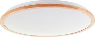 Lightbox LED Deckenlampe | &Oslash; 52 cm | Deckenleuchte mit Holz Rahmen & Nachtlicht | dimmbar per Fernbedienung | CCT | 4500 lm | 3000-6500 K | aus Metall/Kauschuk