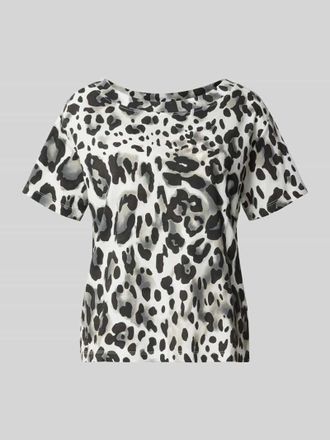 Monari T-Shirt im Allover-Look mit Rundhalsausschnitt