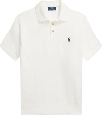 Polo Ralph Lauren Homme, Tops, Blanc, Taille: XL Pull Blanc &agrave; Col Polo en Coton