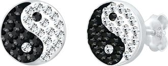 Elli Ohrringe Damen Ohrstecker Yin und Yang Symbol Trend mit Kristallen in 925 Sterling Silber