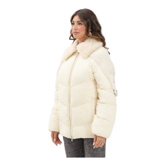 Patrizia Pepe Femme, Vestes, Blanc, Taille: 38 FR Fluffy Collar Down Jacket