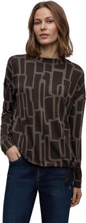 Street One Print Shirt mit Tunnelzug Darkest Brown 38