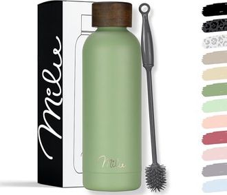 Milu Gourde Isotherme - Bouteille Isotherme - 1L - Gourde INOX Bouche Standard - Gourde Sport &Eacute;tanche - Gourde Enfant sans BPA - Brosse de nettoyage inclus