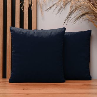 MG Design 2er Set Kissenbezüge 35 x 35 cm in Marineblau - mit Reißverschluss, samtig-weich mit dezentem Schimmer, pflegeleicht & langlebig