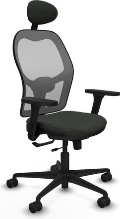 Piqueras y Crespo Ergonomischer Stuhl mit 3D-Armen, h&ouml;henverstellbarer Lendenwirbelst&uuml;tze und festem Kopfteil, ausgestattet mit Syncro/Traslack und injiziertem Schaumst