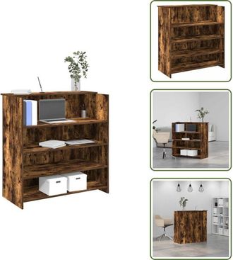 vidaXL Comptoir de caisse - vidaXL Bureau de r&eacute;ception ch&ecirc;ne fum&eacute; 100x50x103,5cm bois ding&eacute;nierie - Rangement bureau