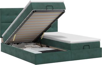 vidaXL Letto Ottomano Con Materasso 2 Pz Verde Scuro Velluto Vidaxl