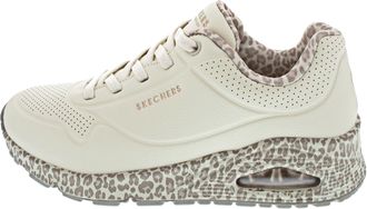 Skechers UNO Safari Time Damen-Sneaker, Wei&szlig;/Leopardenmuster, 42 EU