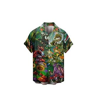 Generic Chemise hawa&iuml;enne d&eacute;contract&eacute;e pour homme avec palmier hawa&iuml;en, croisi&egrave;re tropicale, chemise d&eacute;t&eacute; &agrave; manches courtes, boutonn&eacute;e, graphique, cara&iuml;bes, c