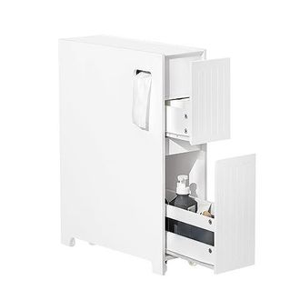SoBuy Armoire WC Toilettes Compact, Meuble de Rangement Salle de Bain Étroit avec roulettes, Meuble WC 20 cm avec Tiroir en Bois,pour Rangement de Papier To