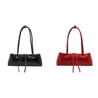 Generic Sac &agrave; bandouli&egrave;re en cuir pour femme de couleur unie avec poche int&eacute;rieure, poign&eacute;e sup&eacute;rieure &eacute;l&eacute;gante pour un usage quotidien, noir/rouge, 360.00x32