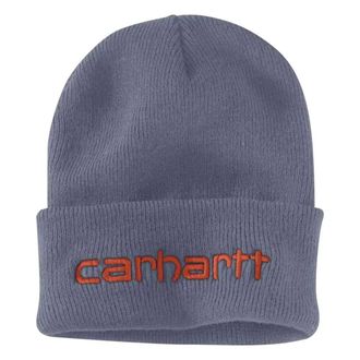 Carhartt Work in Progress Herren Knit Insulated Logo Graphic Cuffed Beanie Hut f&uuml;r kaltes Wetter, Blau, Einheitsgr&ouml;&szlig;e