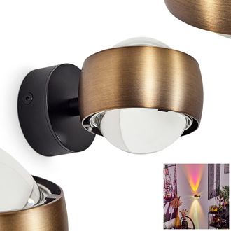 HOFSTEIN Wandleuchte Sapri, moderner Wandstrahler aus Metall/Glas in Altmessingfarben/Schwarz, 1x G9 max. 28W, Wandspot mit Lichteffekt, Up&Down Leuchte, Liefe