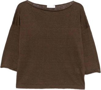 Roberto Collina Femme, Pulls, Brun, Taille: 42 FR Maglia Girocollo Ampio Manica 3/4
