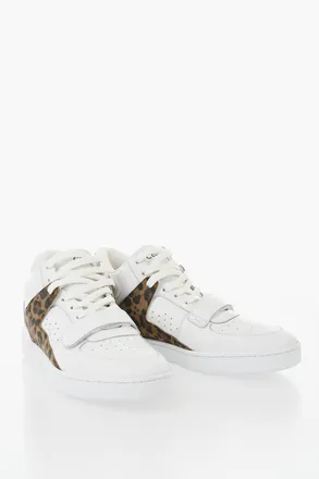 Celine Leather High-Top Sneakers with Animal-Print Detail Celine