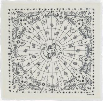 Kujten Petit bandana cachemire, imprim&eacute; signe astrologique Capricorne - Petit Bandana Hachi Sign Capricorne