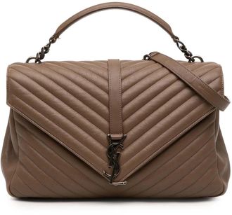 Saint Laurent Hobo Bags - Large Quilted Chevron Sheepskin College Satchel - Gr. unisize - in Braun - f&uuml;r Damen