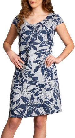 CASPAR Fashion Sommerkleid SKL026 knielanges elegantes Damen Sommer Leinenkleid Luftig leicht, figurumspielende Form, mit seitlichem Jersey-Einsatz