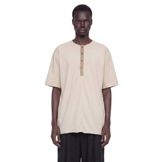 Ziggy Chen Henley Neck Gathered T-Shirt